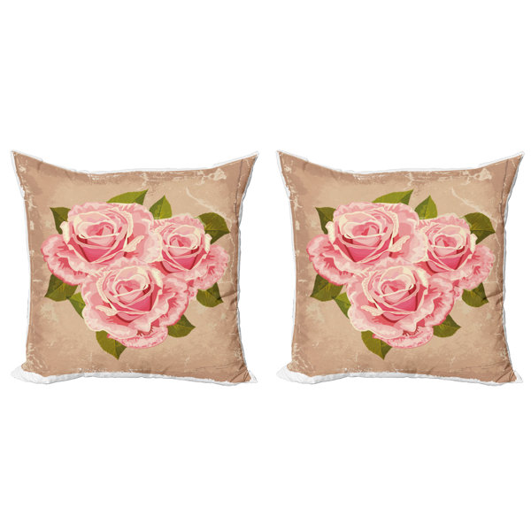 East Urban Home Kissenbezug, Rosa Blumenstrauß, Rose, Tan Pale Pink Grün | Wayfair.de